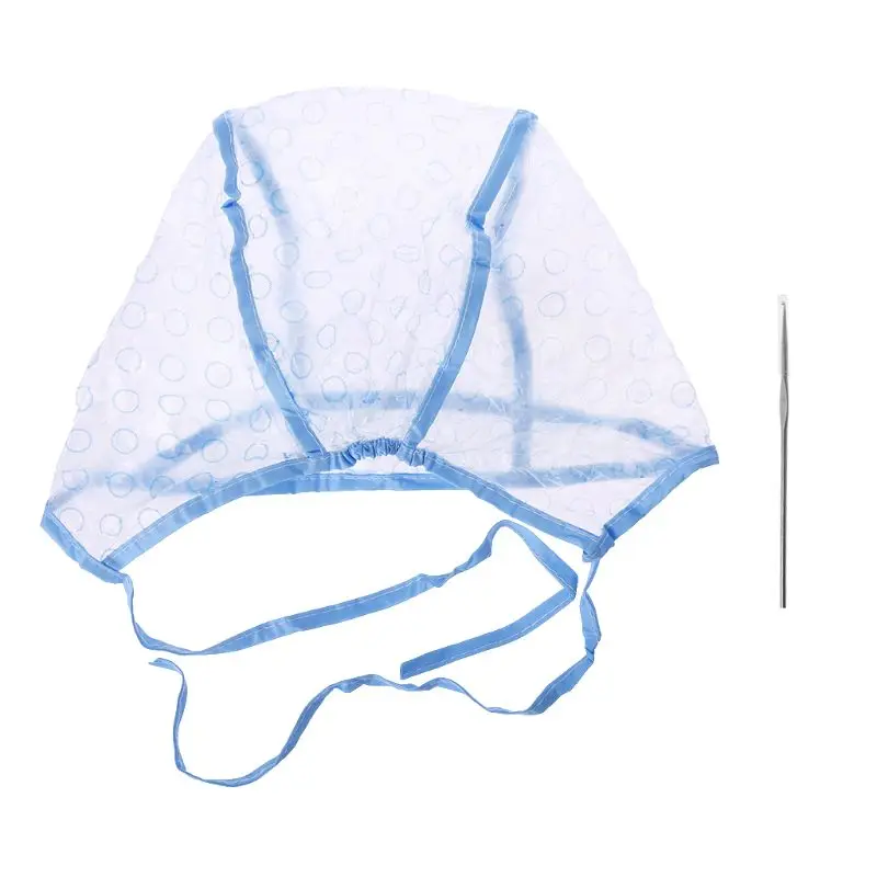 2pcs/set Hair Dyeing Cap + Hook Brush Coloring Highlighting Frosting ...