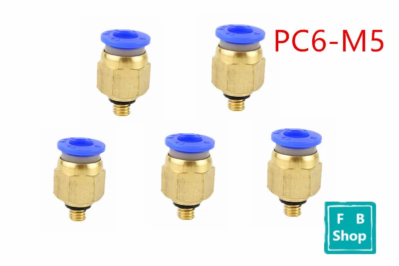 Free Shipping 10pcs Pc6-m5 10pcs 6mm To M5 Pneumatic Connectors Male ...