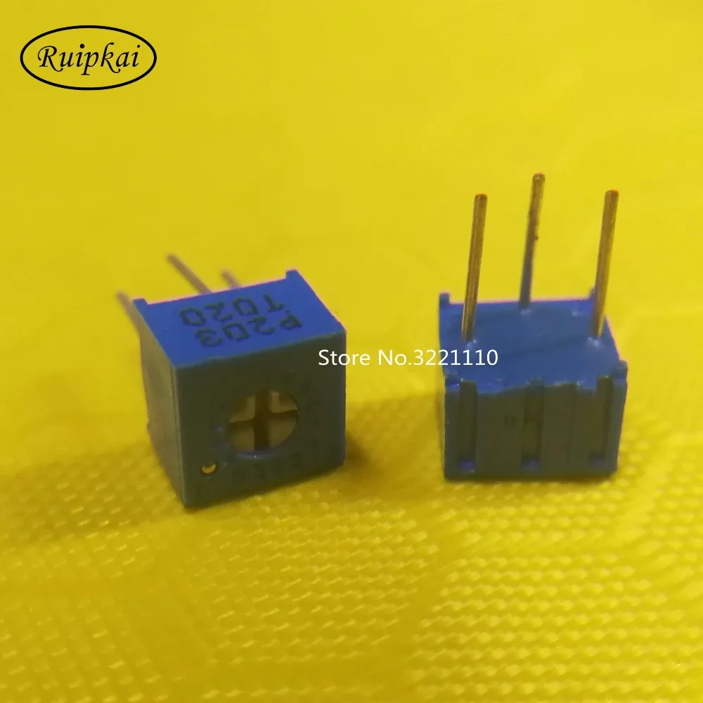 10 unids 3362P 1 203 3362 P 20 k ohm 203 trimpot trimmer potenciómetro ...