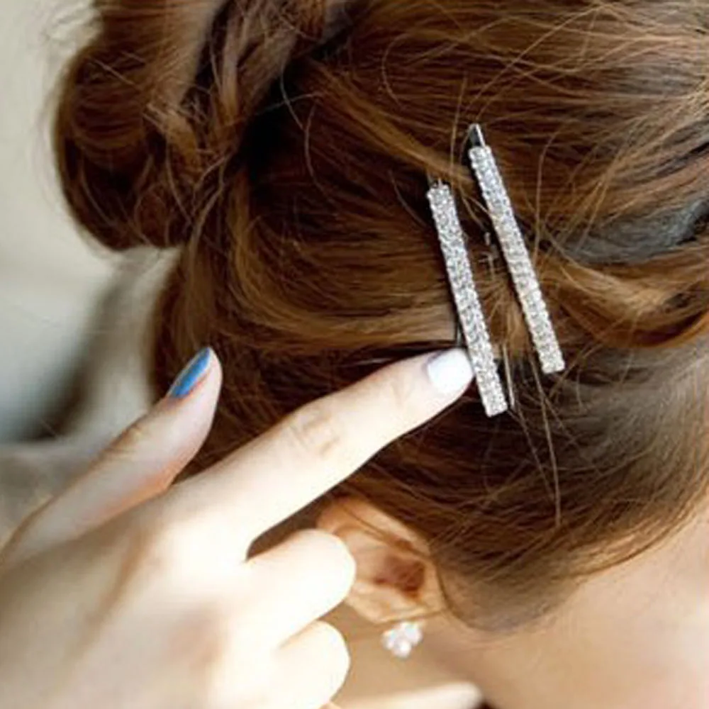 1 Pairs Fashion Women Girls Shinning Crystal Rhinestone Hairpin Hair