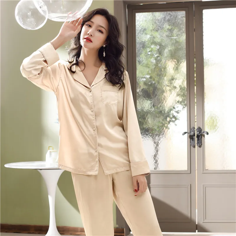 Pijamas de seda para mujer primavera yardas grandes|Sets de pijamas ...