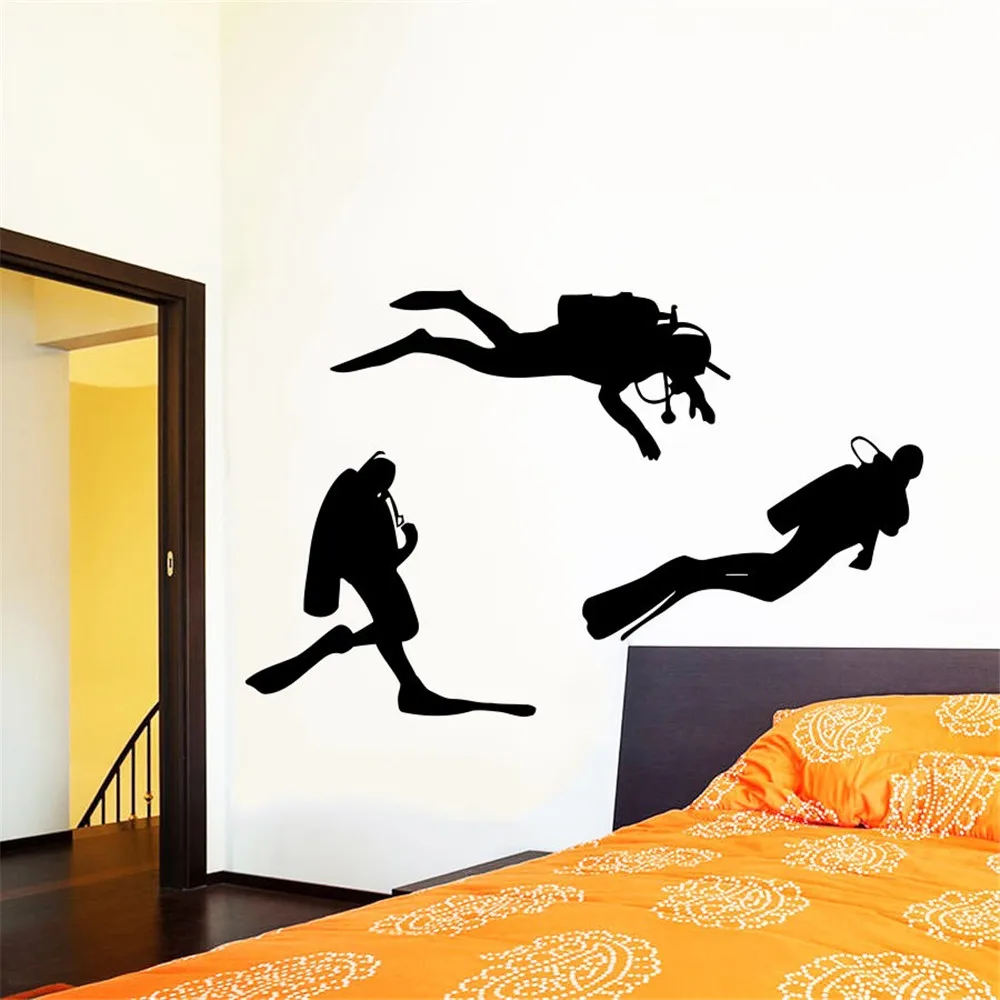 Pegatinas de pared de arte extraíbles para buzos de buceo, calcomanías ...
