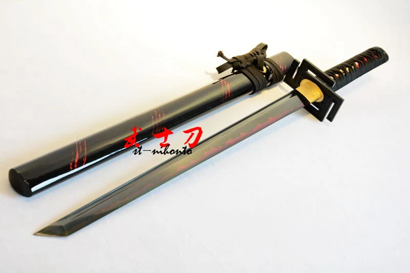 handmade black japanese ninja katana tungsten adsorb blade sword razor ...