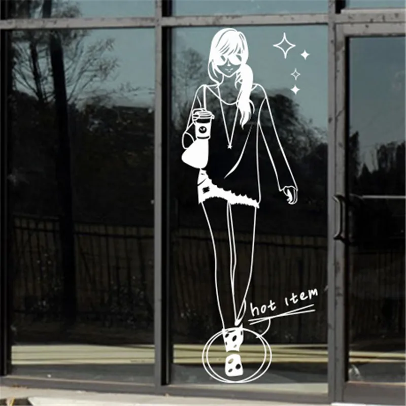 Customize Lady Clothes Shop Store Glass Pattern Decals Sticker Wall ...