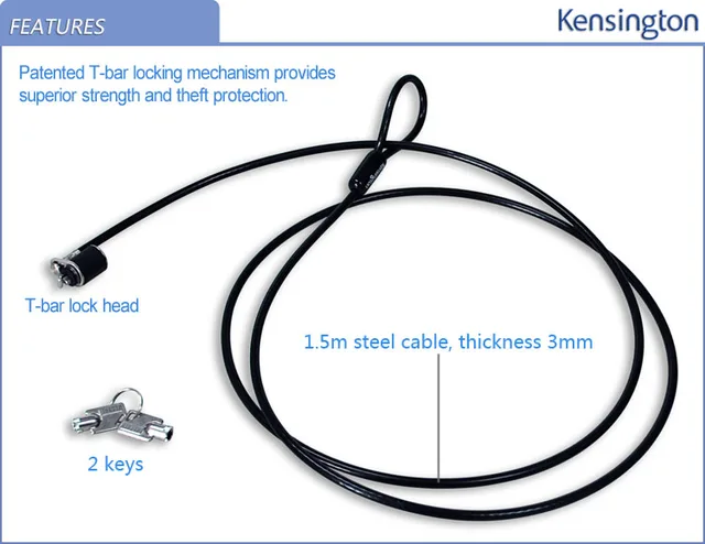 Kensington Original Anti-theft Security Key Computer Laptop Lock (1.5m ...