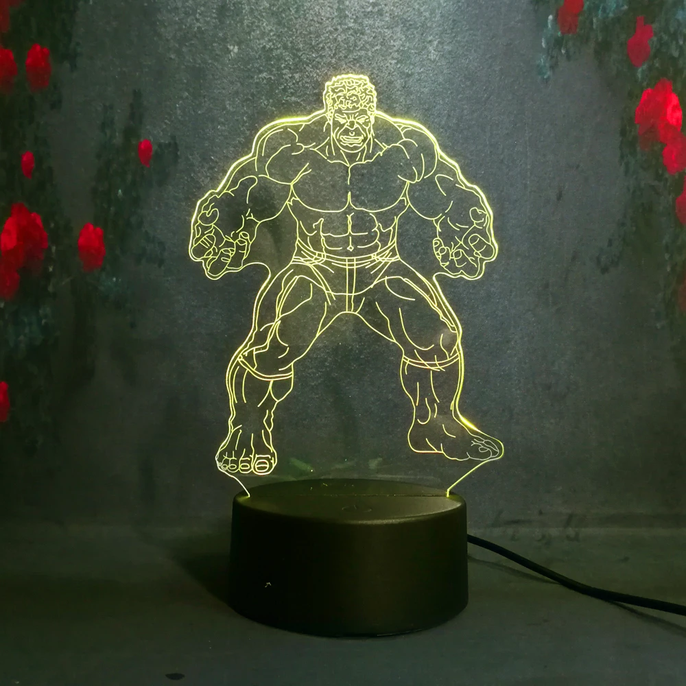 Free Shipping Marvel Avengers Hulk Hero 3D Night Light Illusion Boy ...