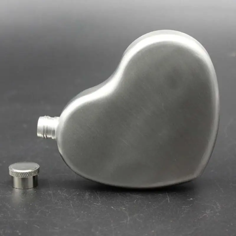 4.4oz Heart Shaped Whiskey Flask Stainless Steel Portable Alcohol Hip ...