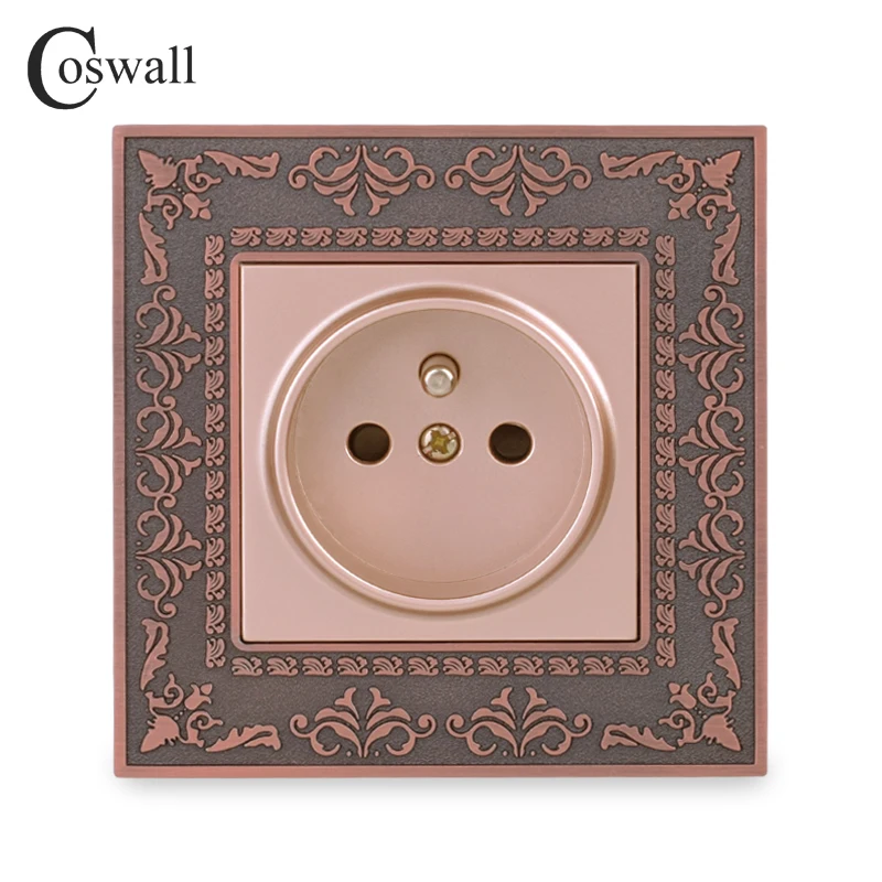 Coswall-16A-French-Polish-Power-Socket-Red-Bronze-Retro-Zinc-Alloy ...