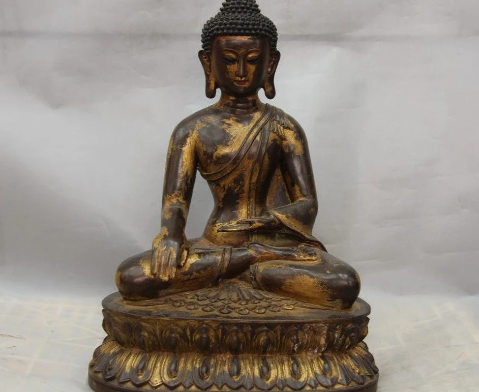 Tibet Buddhism Bronze Copper Temple Classic Refined Sakyamuni Buddha ...