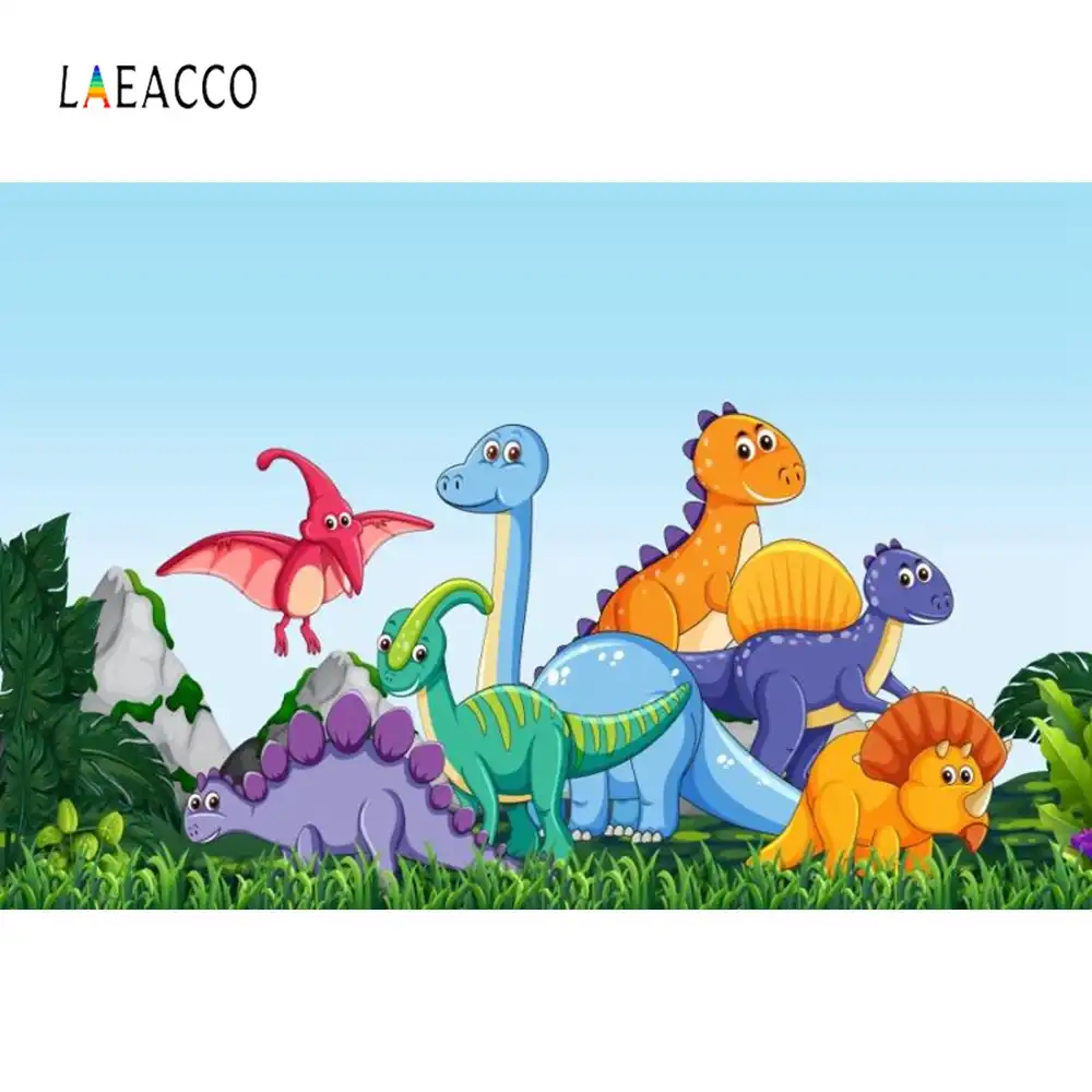 Laeacco Dinosaur Backdrop Photo Backgrounds Photocall Cartoon ...