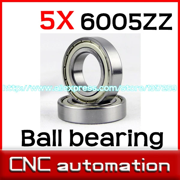5pcs Deep Groove Ball Bearing 6005 6005zz 6005-2z Steel Ball Bearings ...