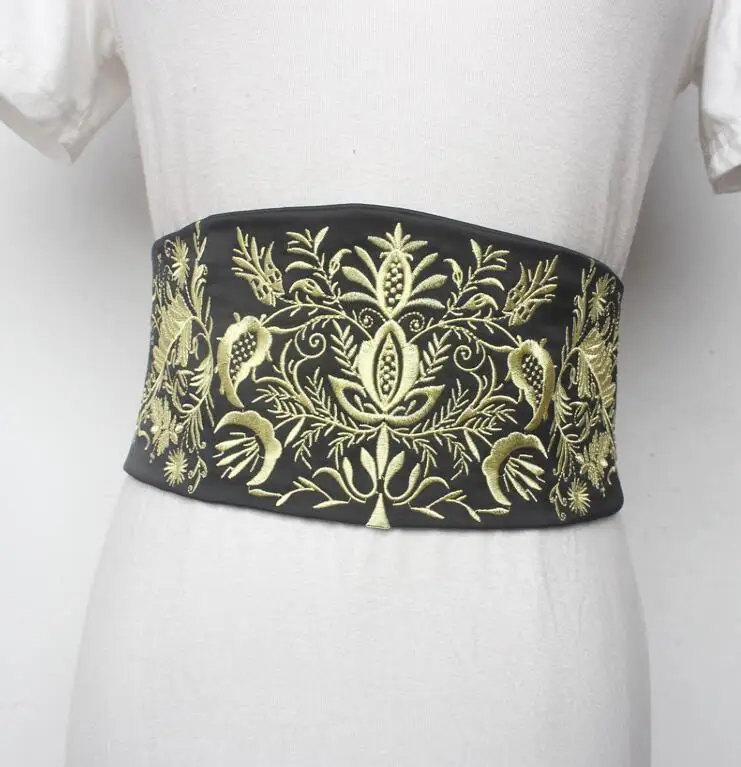 Women-s-runway-fashion-embroidery-elastic-satin-Cummerbunds-female ...