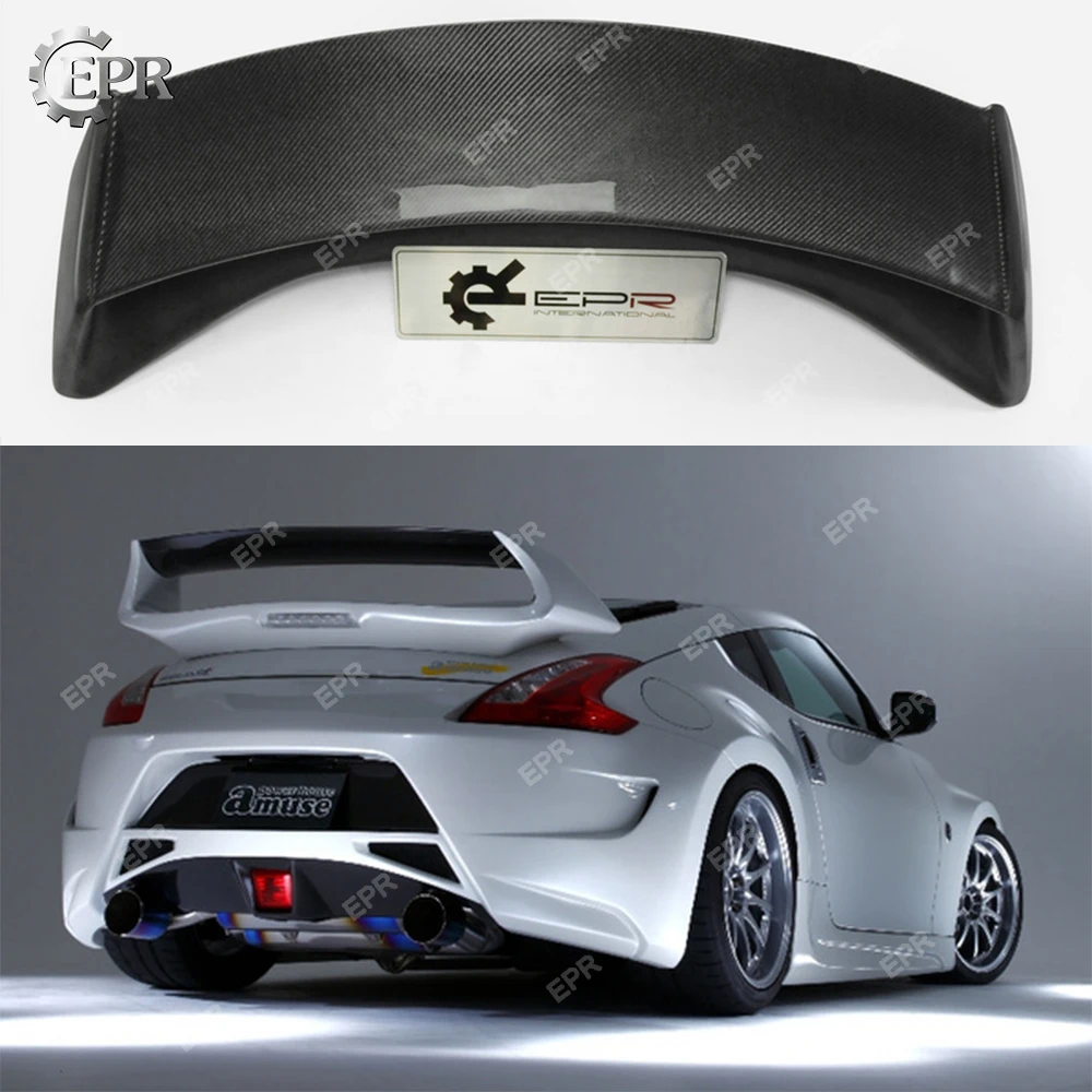 For Nissan 370Z Z34 AM Style FRP + Carbon Fiber Trunk Spoiler Wing Body ...
