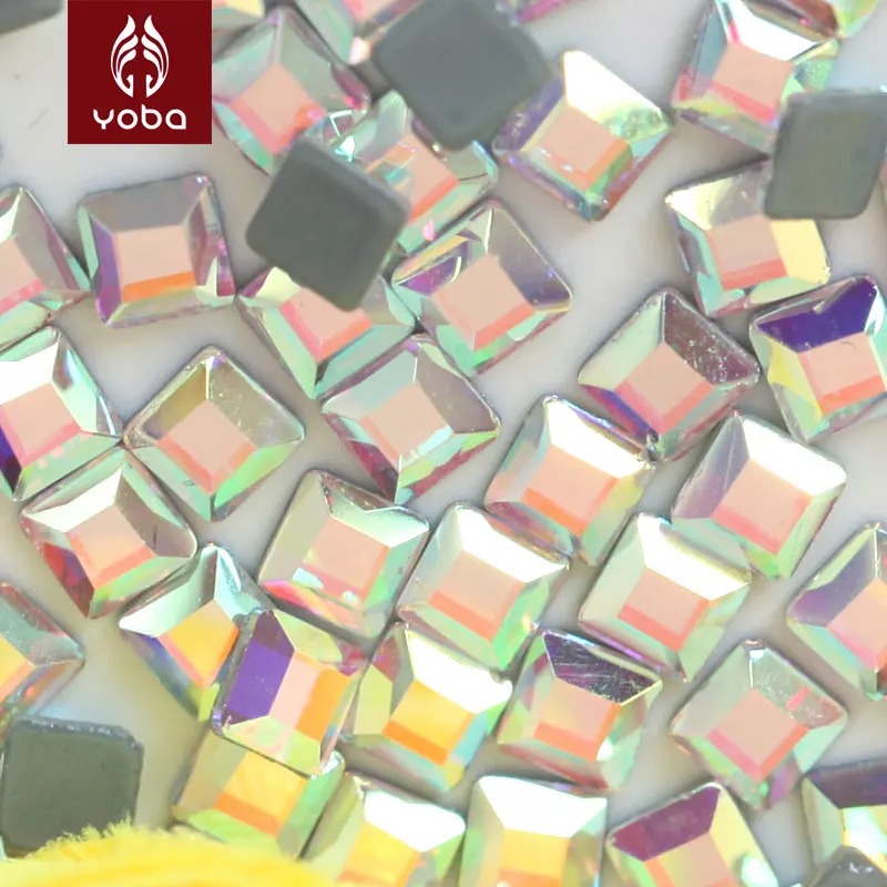 50pcs Square Shape Crystal AB/Crystal Hot Fix Rhinestone Hotfix Glitter ...