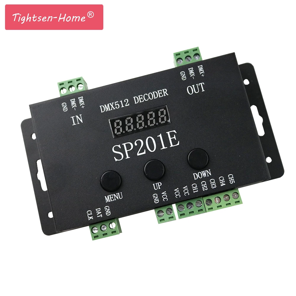 SP201E DMX512 Decoder controller SPI Signal Addressable RGB IC led strip Pixel LED 5 Channel PWM ...