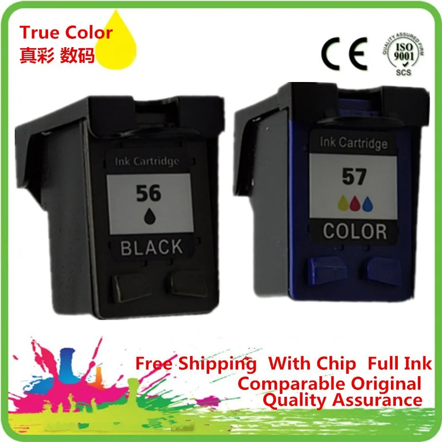 C6656A C6657A Cartuchos de Tinta Remanufaturados Para 56 57 XL HP56 ...