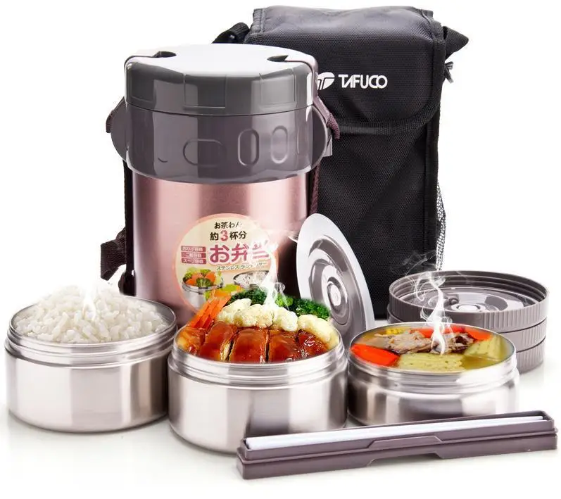 Eco Friendly 3 Layers Japen Tafuco T0050 stainless steel vacuum lunch ...