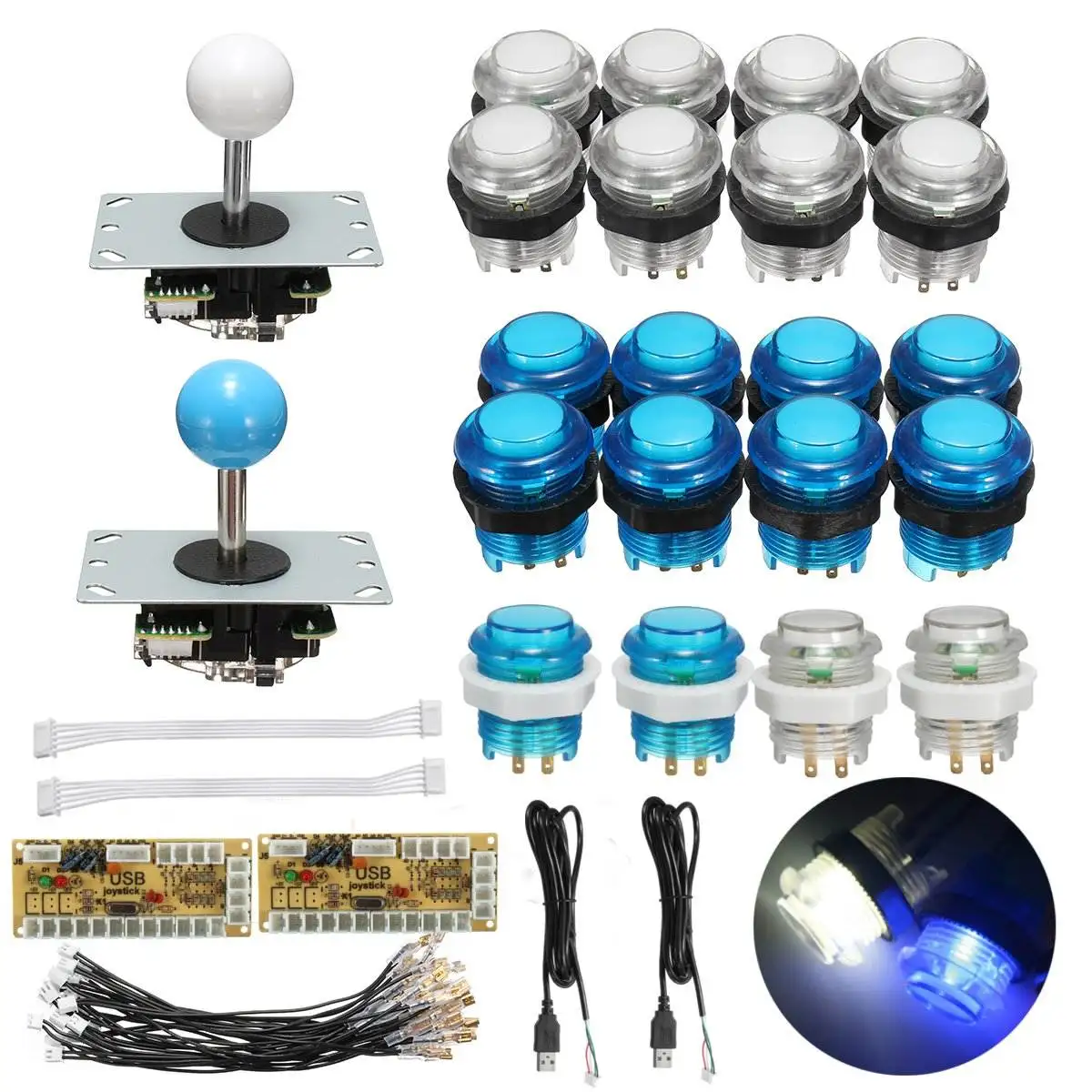 Arcade Joystick DIY Kit Parts With LED Push Button + Joystick + Zero ...