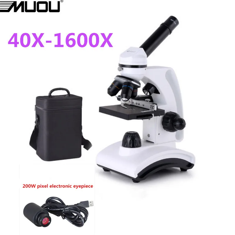 MUOU USB Monocular Biological Microscope 40X 1600X Full Metal High ...