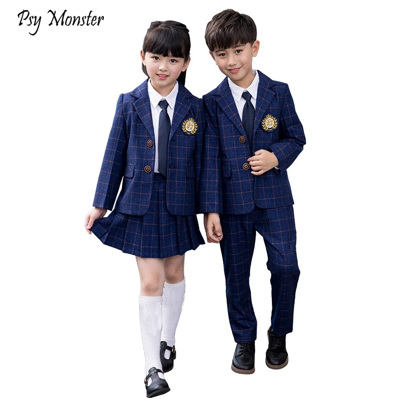 Children Class Suit Set Boys Girls College School Uniform Performance ...