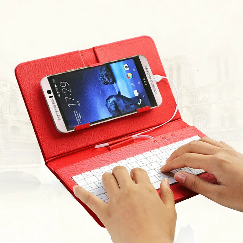 Universal Android Tablet PC flip Leather Case With Wired Keyboard Phone ...