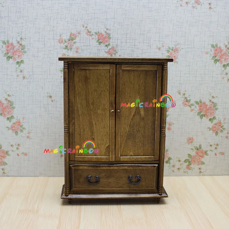 Dolls House Bedroom Furniture Wardrobe Armoire Retro Cabinet Cupboard ...