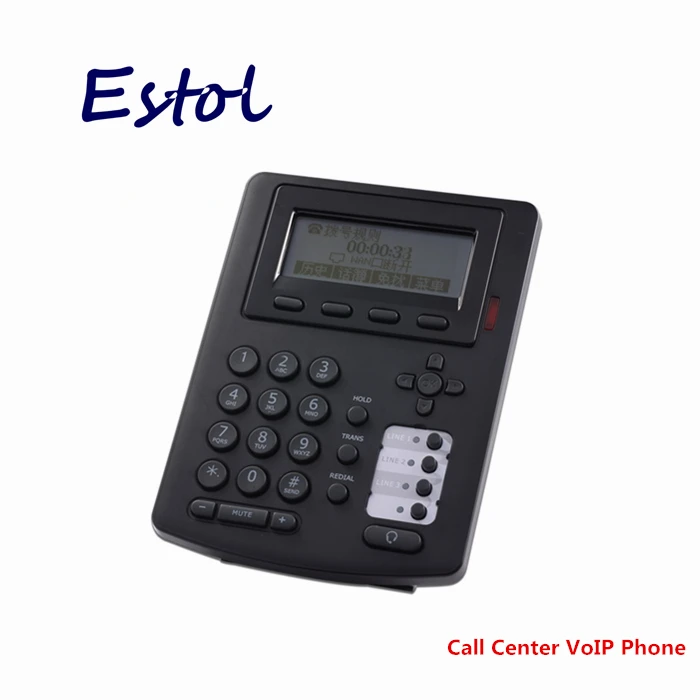 HD voice 3 SIP lines call center VoIP SIP Phone with RJ9 headset ...