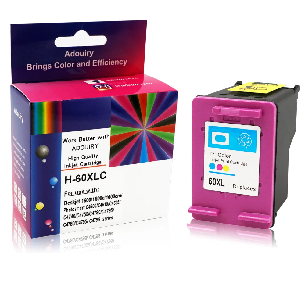 60XL Ink Cartridges Tricolor High Yield for HP 60XL for HP Deskjet ...