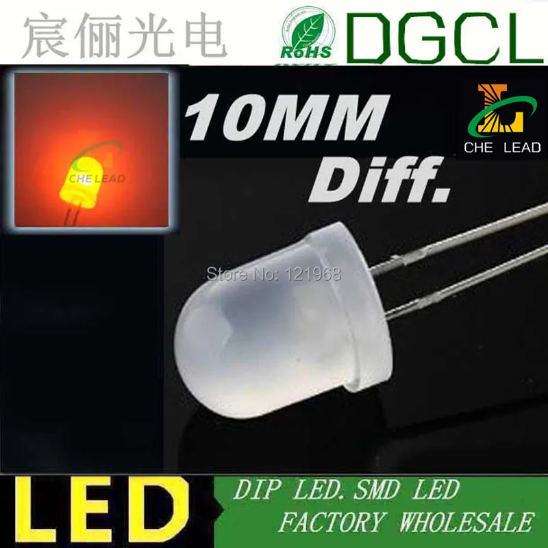Diodo emissor de luz led laranja difusa, alta qualidade, 10mm, 600 ...