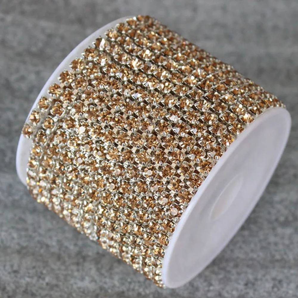 Hot SS12 3.0MM 10yards copper claw silver base rhinestones cup Chain ...