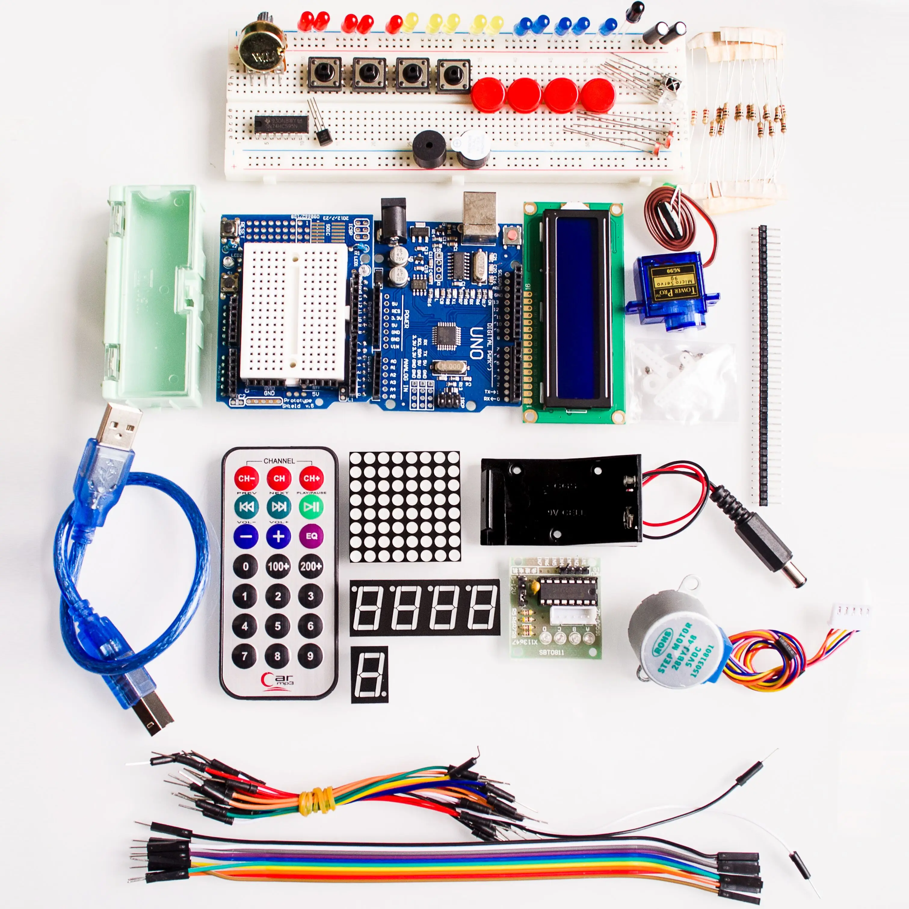 Uno R3 For Arduino Starter Kit Microcontroller Learning Kit Step Motor Servo 1602 Lcd Breadboard