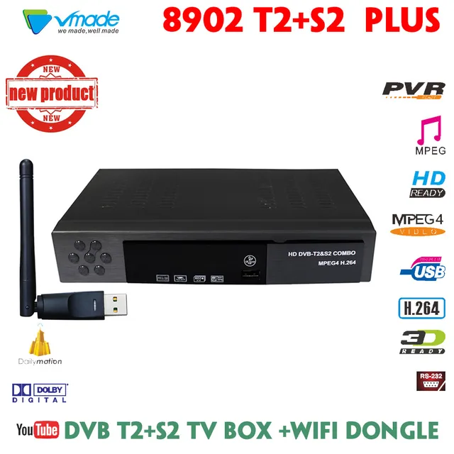 New DVB T2 S2 IPTV combo Receiver HD Digital Terrestrial Satellite Set ...
