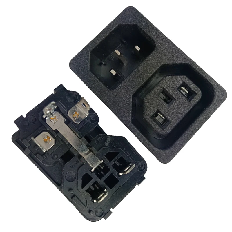 IEC320 C14 Inlet C13 Outlet combination Two way socket Electrical ...