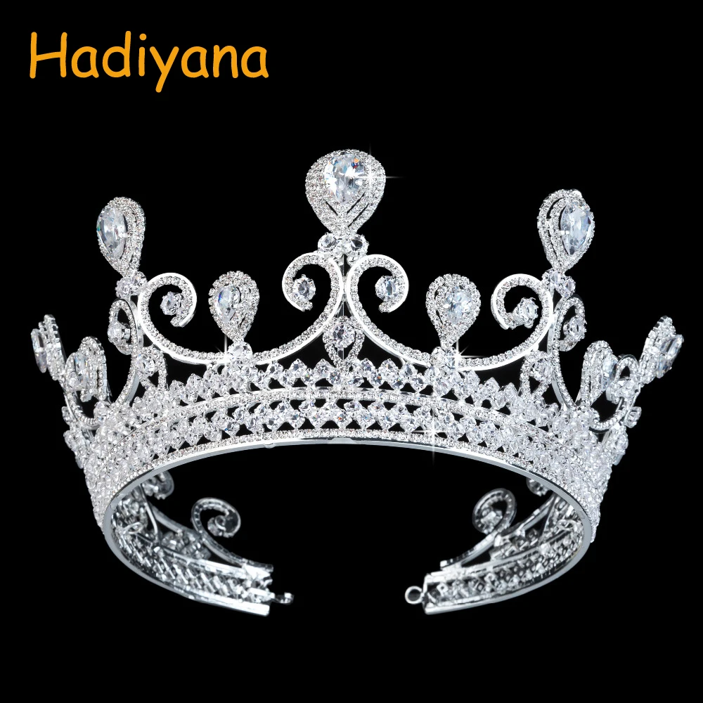Hadiyana Brand Big CZ Crystal Rhinestone Crown Heart Drop Luxury ...