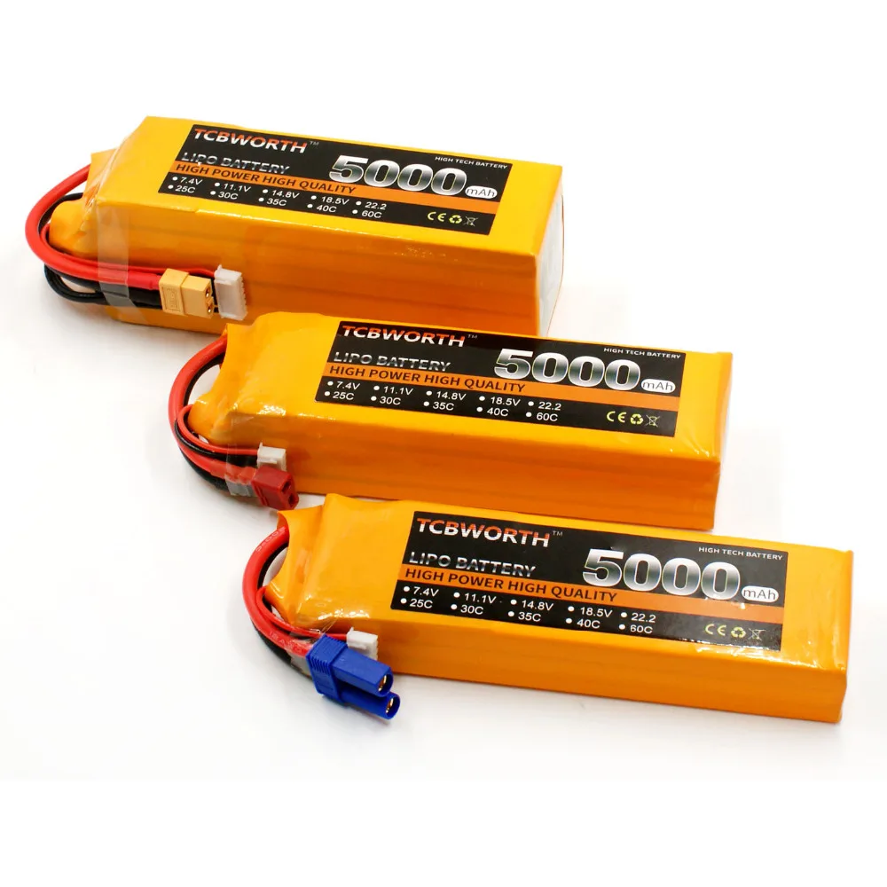 TCBWORTH Batteries 6S 22.2V 5000mAh 60C RC Airplane LiPo Battery For RC Helicopter Quadrotor ...
