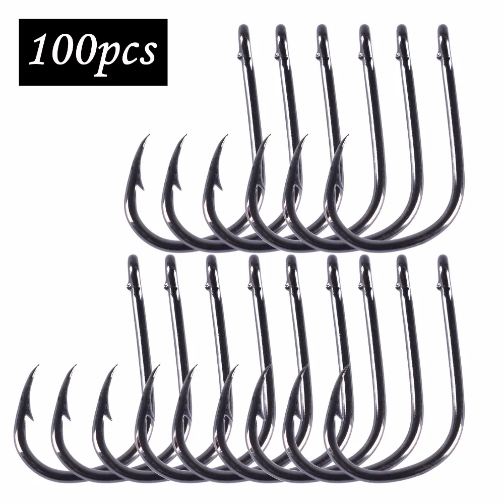 Anmuka 100Pcs fishing hooks(GF) #3 #12 High carbon steel CarbonBlack ...