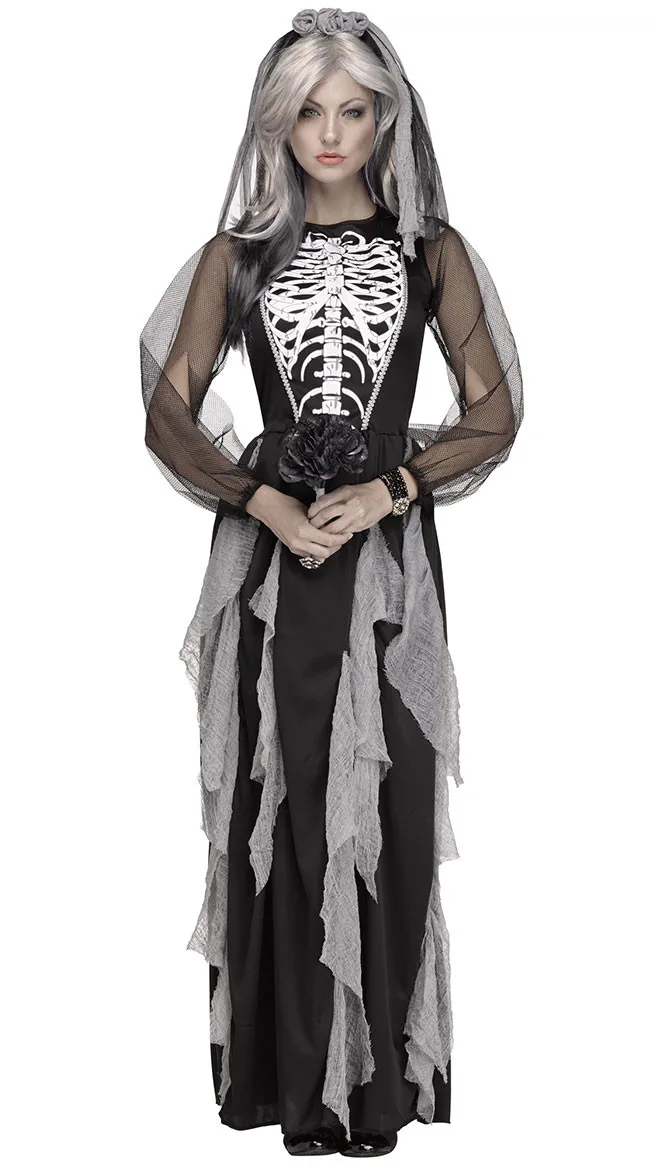 Purim Carnival Halloween Corpse Ghost Skeleton Bride Costumes Scary ...