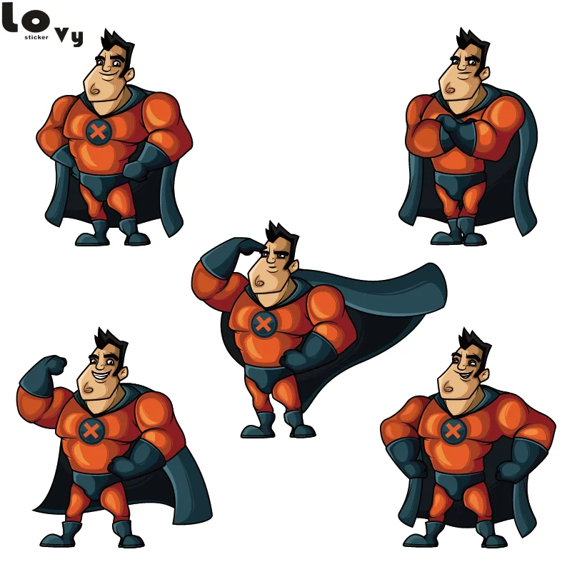 Cartoon Superman Wall Sticker Creative Printed Superhero Vinyl Wall ...