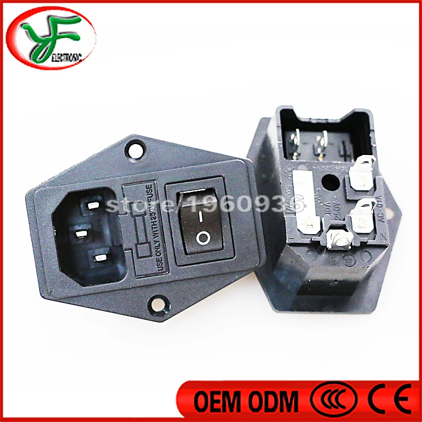 Iec Connector RLECS Male AC Power Plug Socket With Fuse Holder 3-Pin AC ...