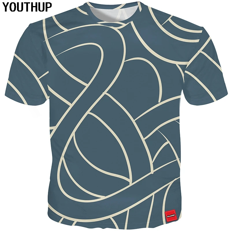 YOUTHUP 2018 New Design Summer T Shirt Men Curved Lines 3d Print Funny ...