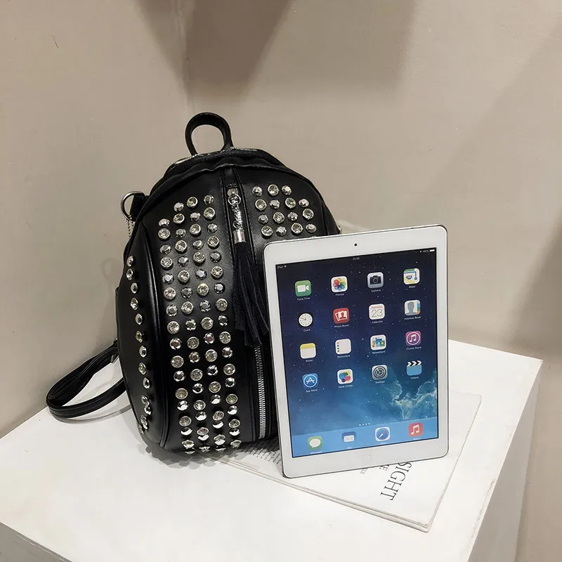 2019 diamond Women rivet Backpack Teenage Girls Travel Large Capacity ...