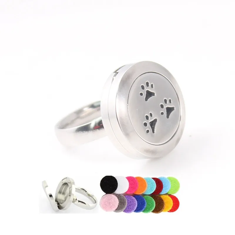 20mm Dog Paw Prints Diffuser Locket Ring with 10 pads Dropship ...