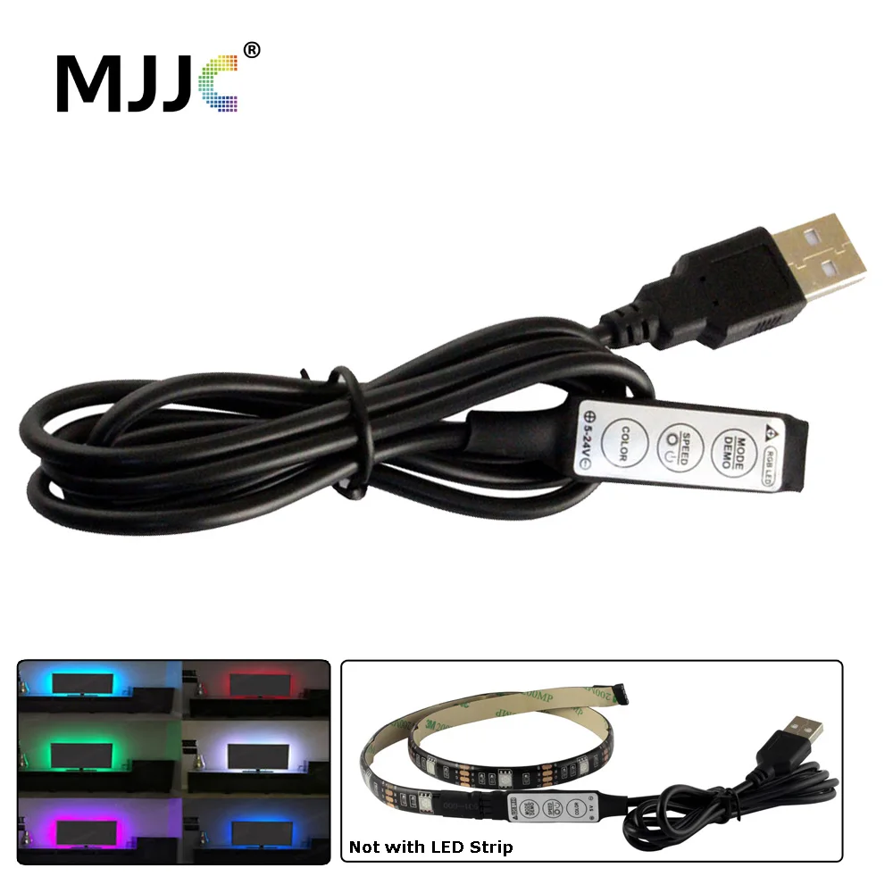 USB RGB LED 컨트롤러 5V DC 미니 3 키, 5V RGB LED 스트립 조명 4 핀 LED 컨트롤러 USB 용 1M ...