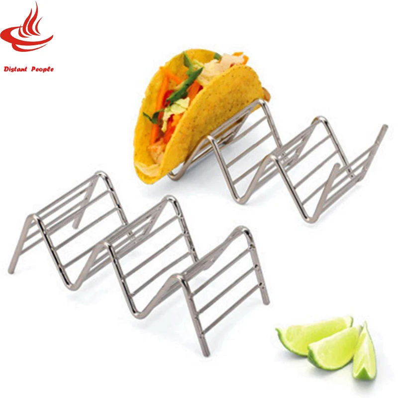 Stainless Steel Taco Holders Stand Mexican Taco Food Rack W Space Hard ...