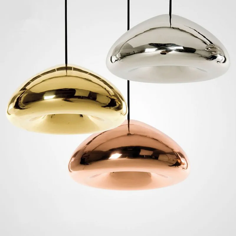 Modern Nordic Lustre Void Copper Brass Bowl Mirror Glass Pendant Light ...
