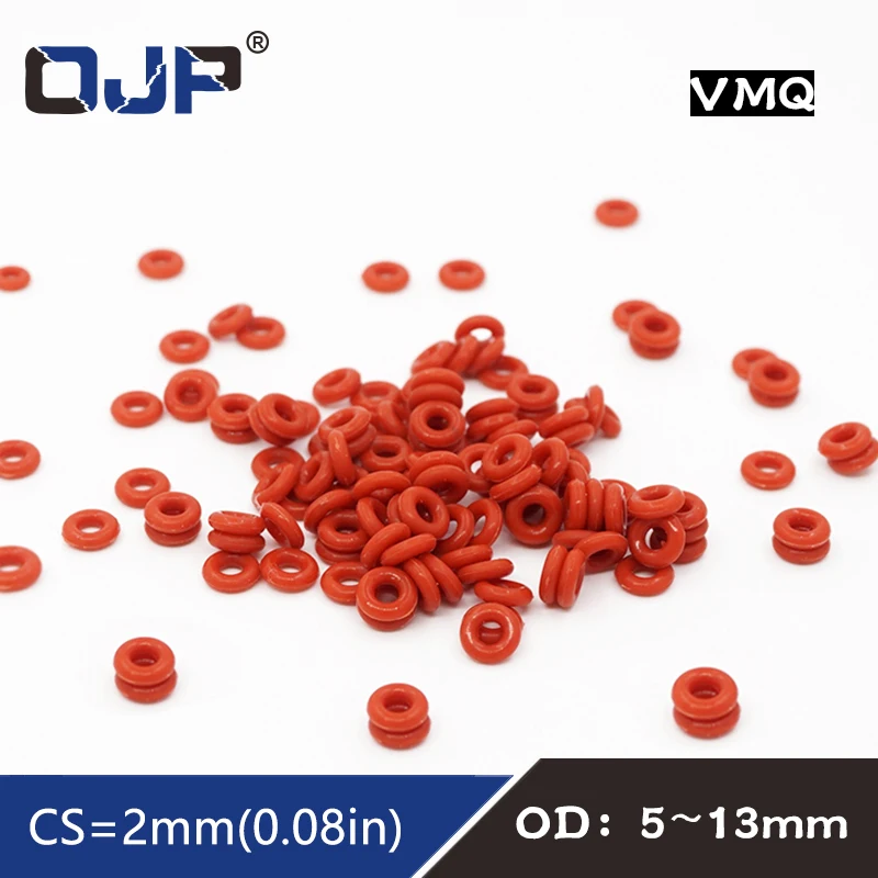 10PCS/lot Red Silicon Ring Silicone/VMQ O ring OD5/6/7/8/9/10/11/12/13*2mm Thickness Rubber O ...