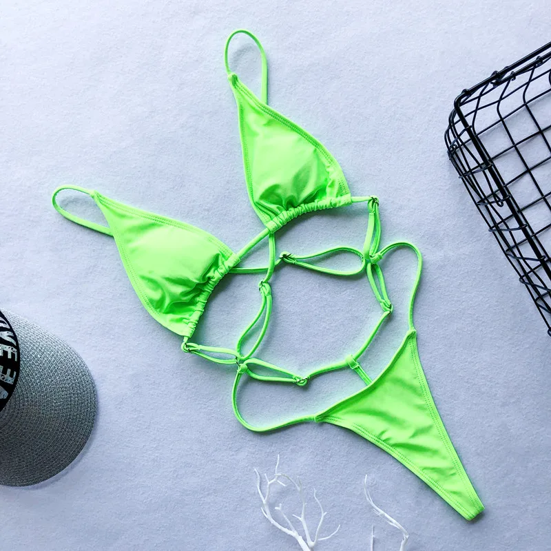 Sexy thong bikini High cut one piece swimsuit women bodysuit Triangle ...