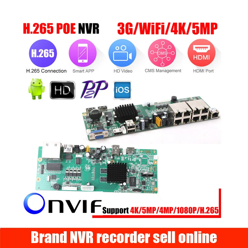 XMEye P2P 4CH 8CH CCTV NVR Board HI3798M 4K Display 4/8CH 4MP Video ...
