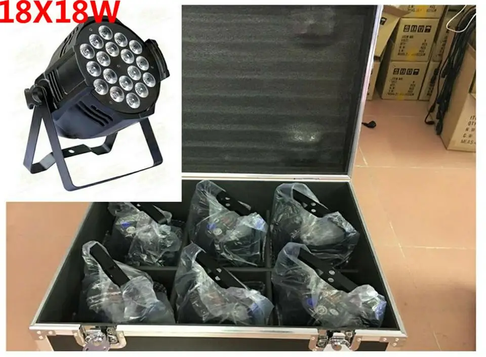 Luz par led 6 en 1, 18x18 w, con estuche de vuelo uv, rgbwa, 6 unidades ...
