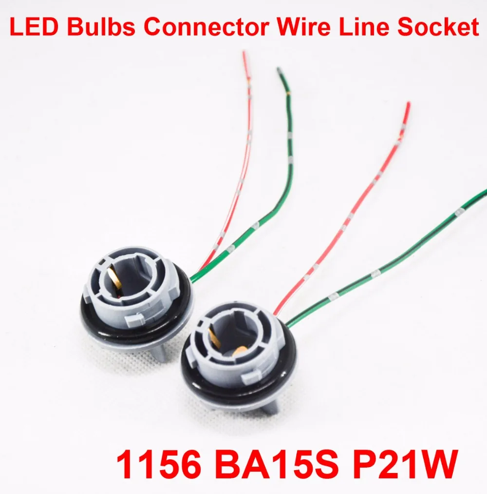 2pcs 1156 Ba15s P21w Led Bulbs Holder Socket Wire Connector Extension ...